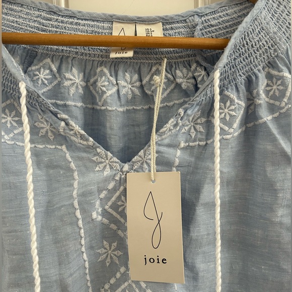 Joie | Tops | Nwt Joie Flowy Linen Embroidered Tassled Blouse Size S ...